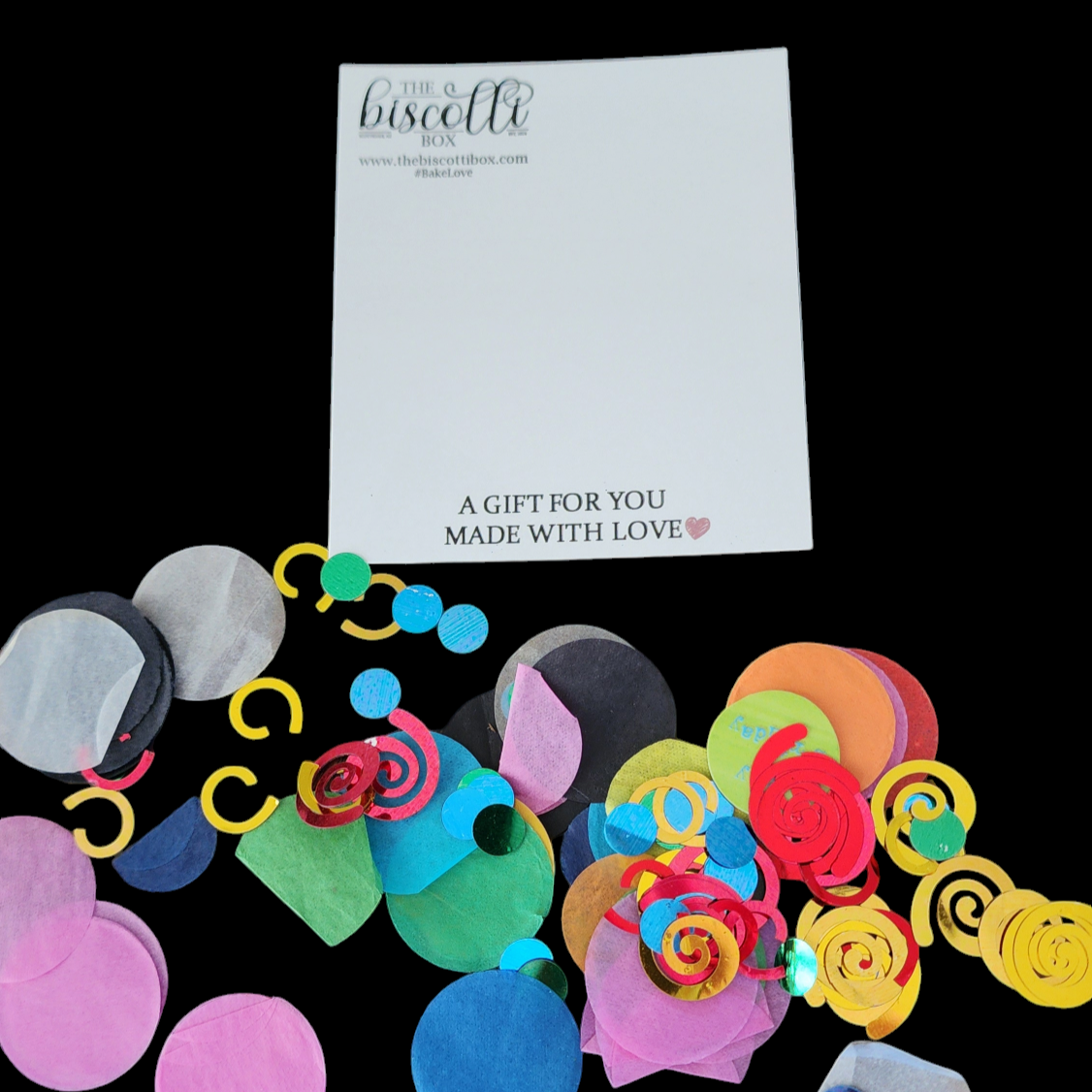 Handwritten Gift Message with Confetti – The Biscotti Box